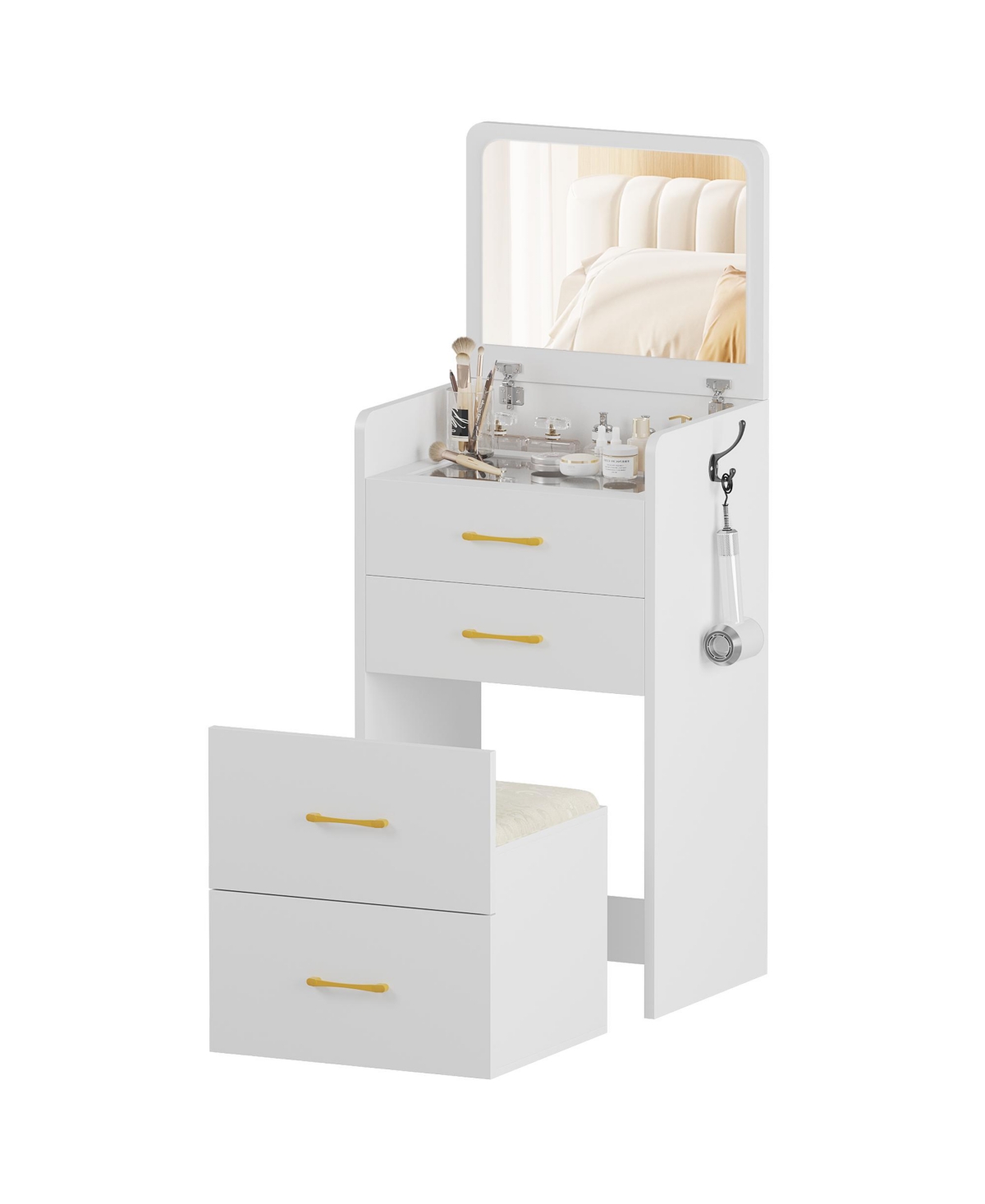 Click here for Vlsrka 3-in-1 Vanity Desk with Flip-Top Mirror  Gl... prices