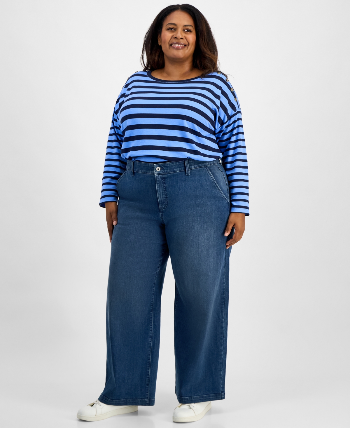 Click here for Style & Co Plus Size High Rise Wide-Leg Jeans  Mac... prices