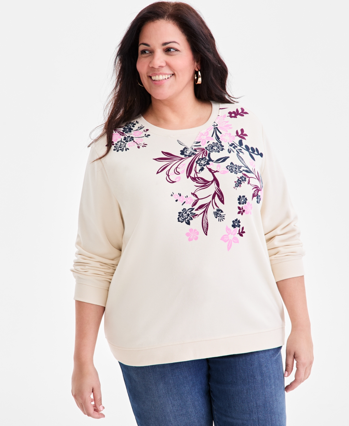Click here for Style & Co Plus Size Fleece Crewneck Long-Sleeve T... prices