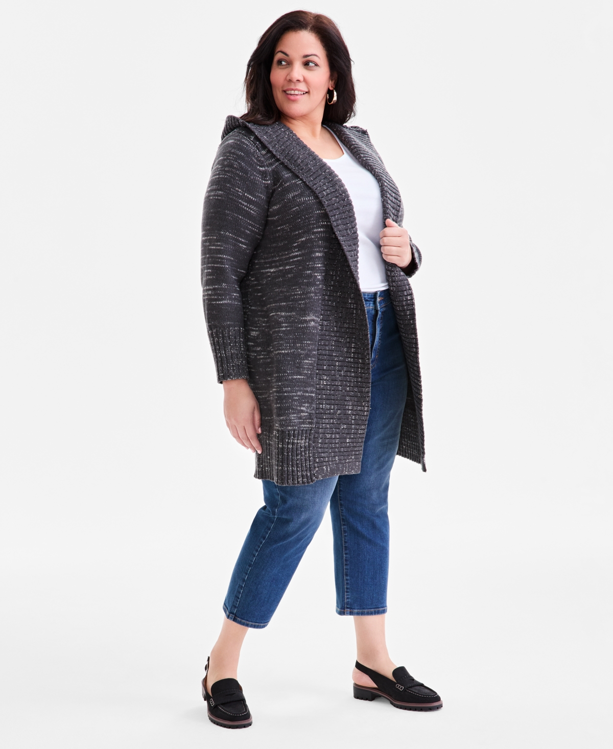 Click here for Style & Co Plus Size Hooded Open-Front Cardigan Sw... prices