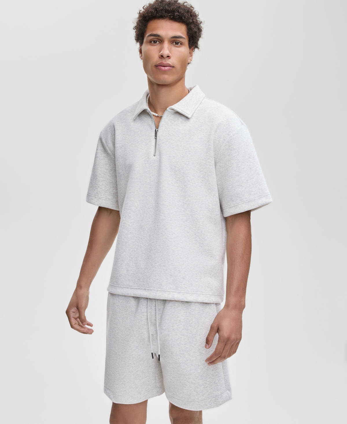 Click here for Mode of One Mens Relaxed-Fit Heathered Quarter-Zip... prices
