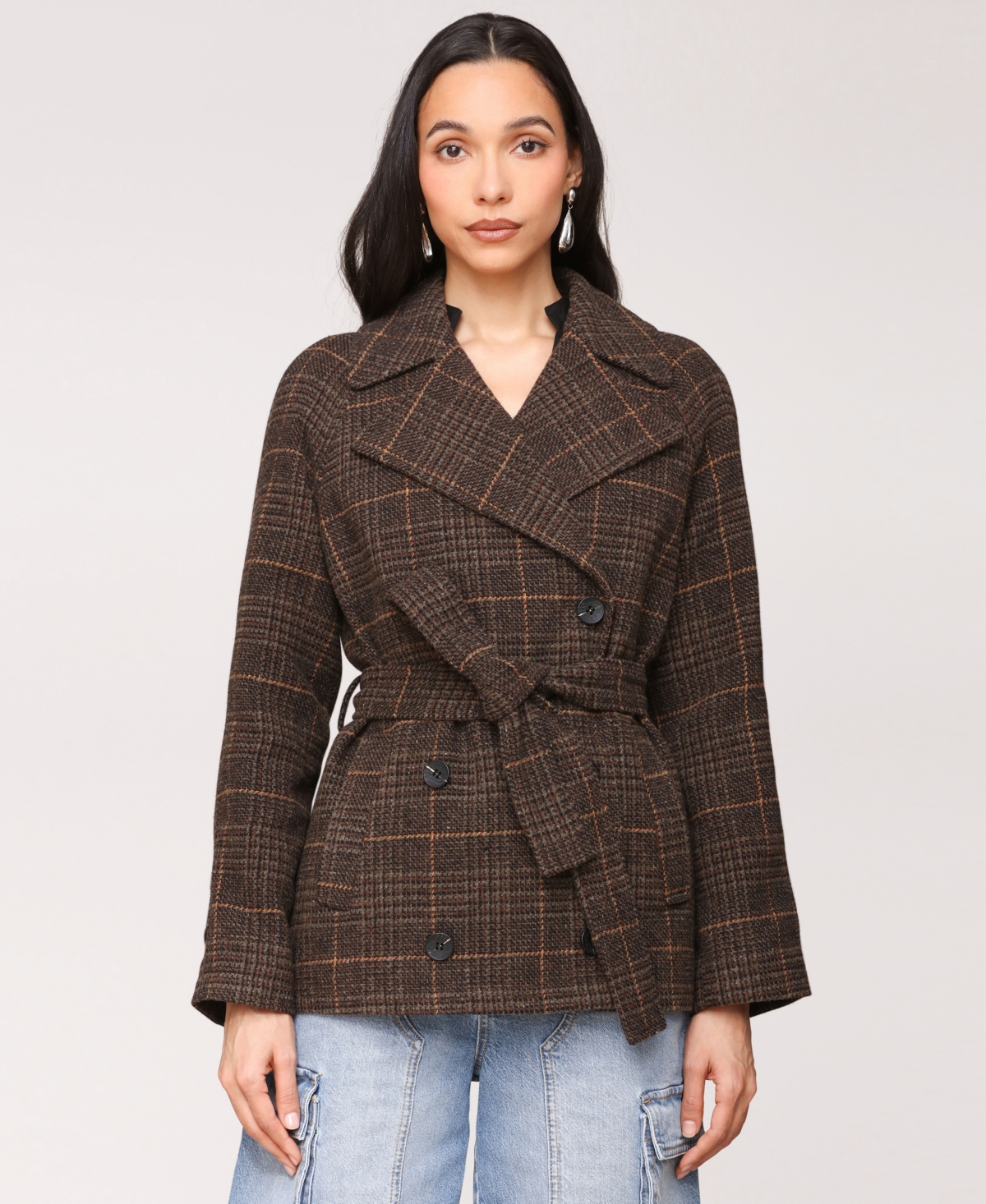 Click here for Avec Les Filles Womens Double-Breasted Belted Coat... prices