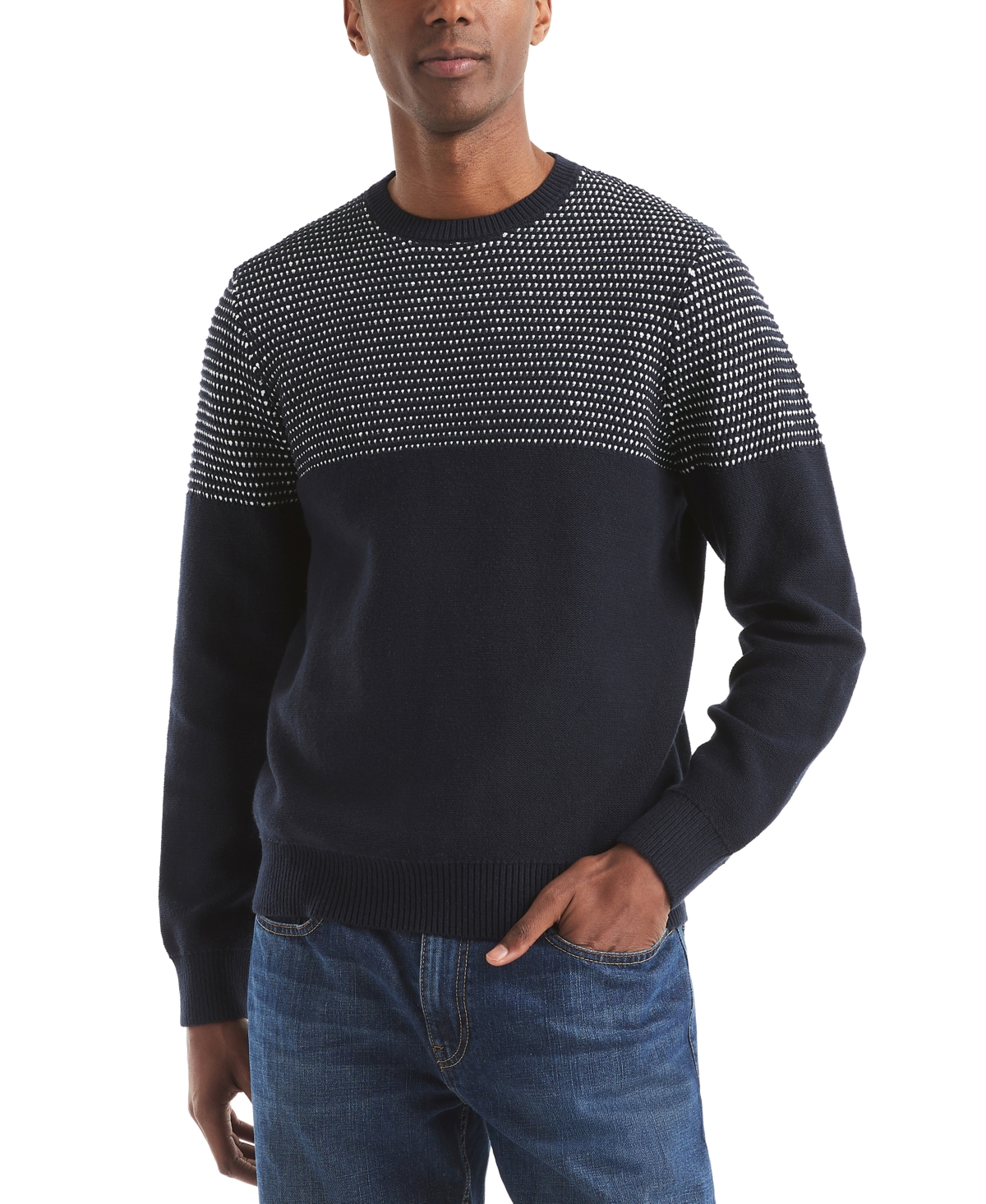 Click here for Nautica Mens Textured Colorblocked Crewneck Sweate... prices