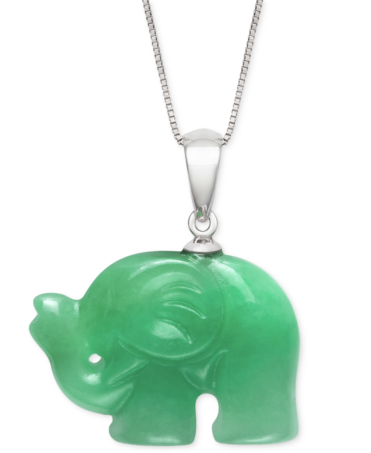 Click here for Dyed Green Jade Carved Elephant 18 Pendant Necklac... prices