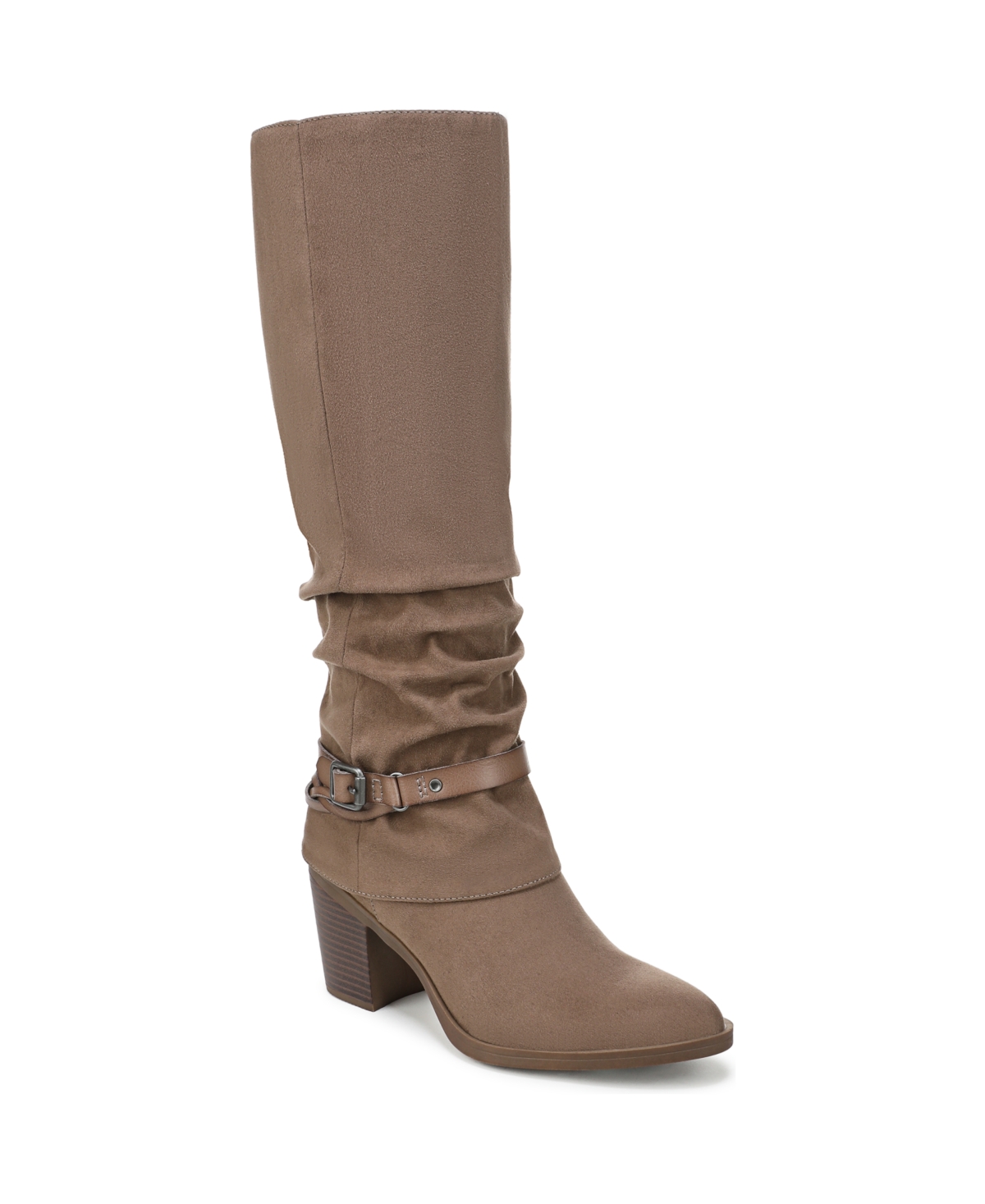 Blowfish Malibu Womens Carey Zip Block Heel Tall Boots - Taupe Microsuede