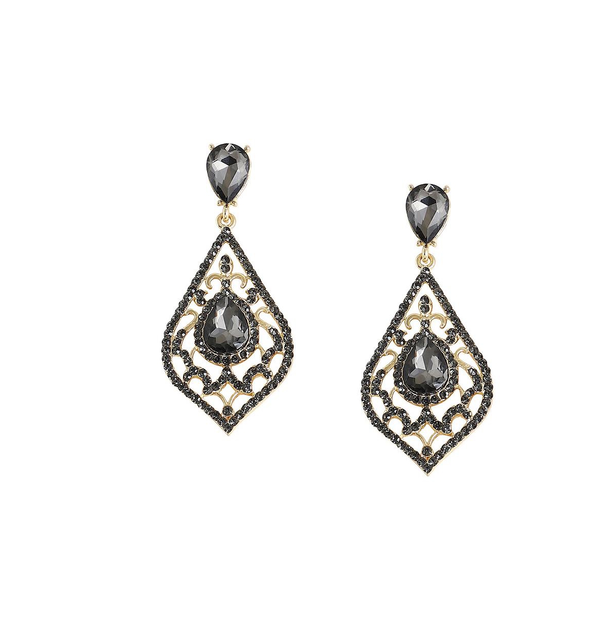 Click here for Sohi Womens Silver Dazzling Drop Earrings - Black prices