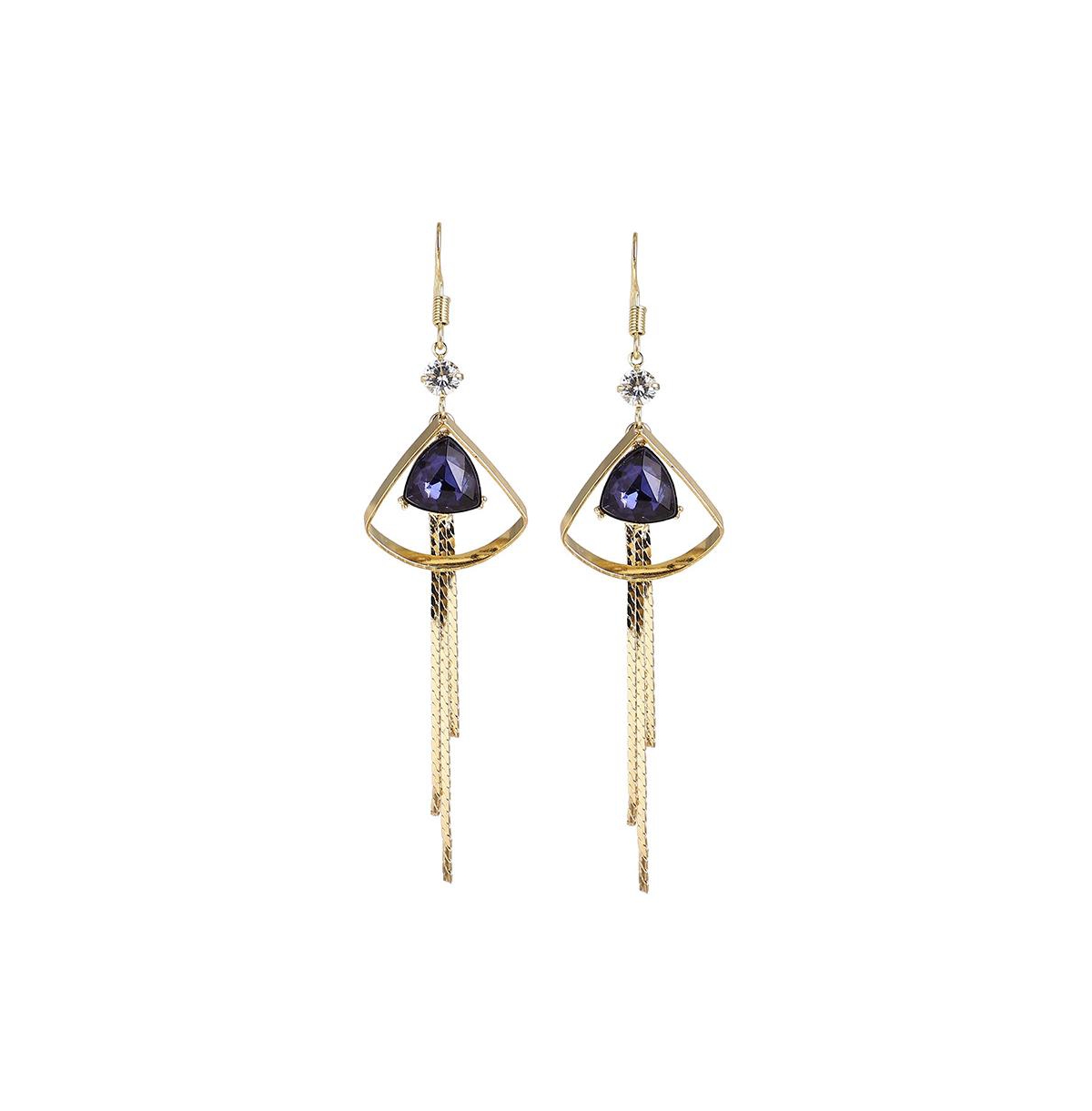Click here for Sohi Womens White Sleek Drop Earrings - Blue prices