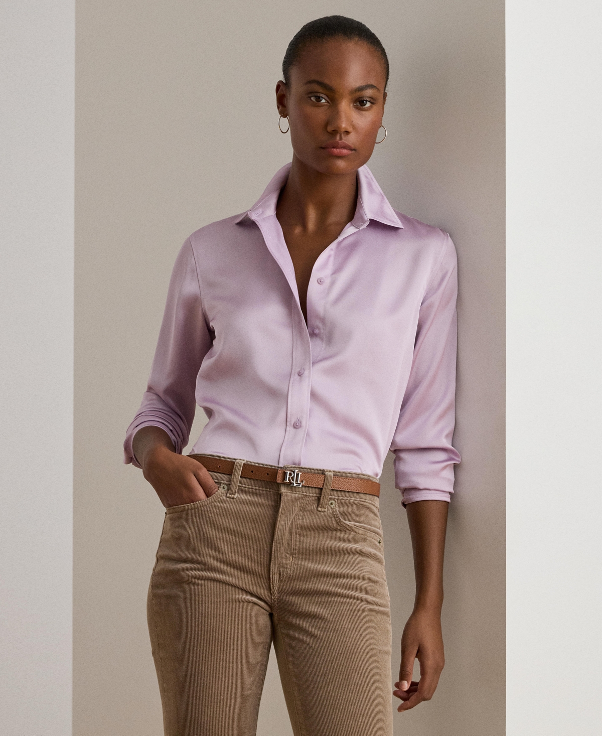 Click here for Lauren Ralph Lauren Womens Satin Charmeuse Shirt -... prices