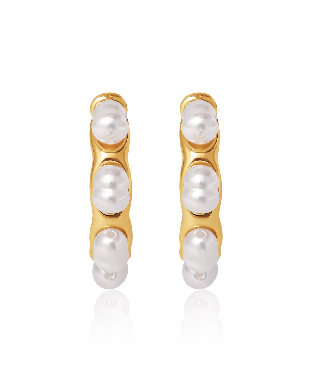 Click here for Bcbg Faux Pearl Accent Hoop Earrings - Gold/white prices