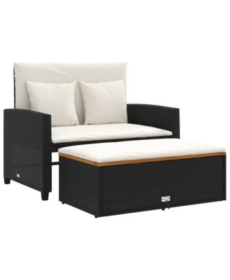 Click here for Vidaxl Patio Sofa With Cushions 2 Seater Black Pol... prices