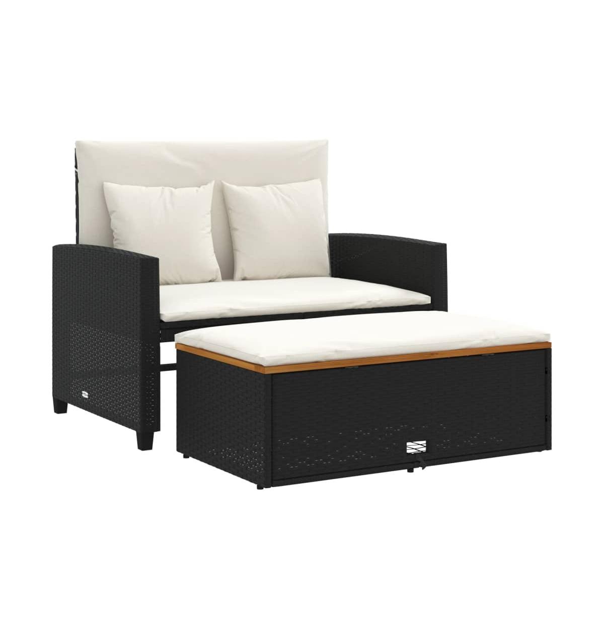 Click here for vidaXL Patio Sofa with Cushions 2-Seater Black Pol... prices