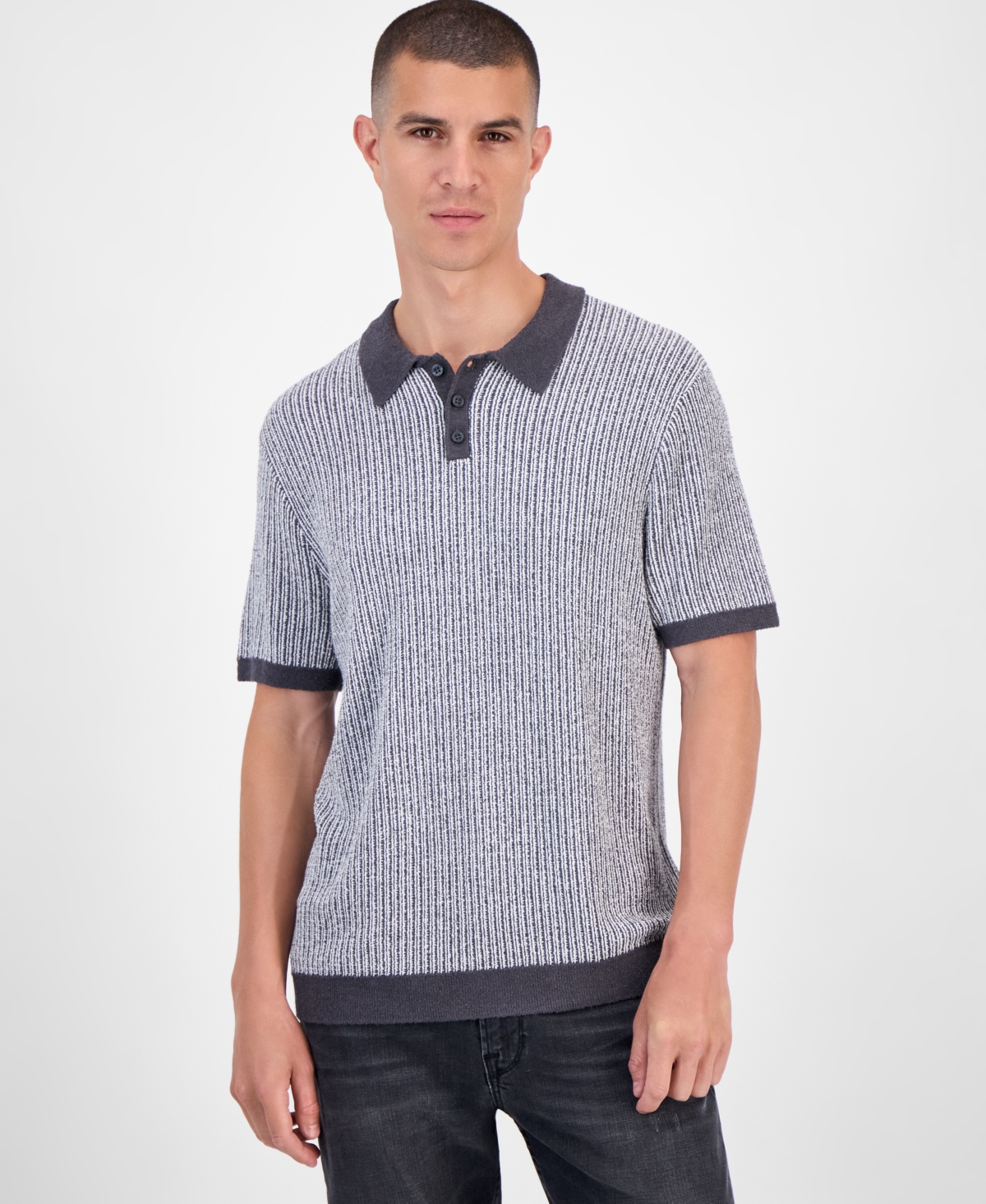 Click here for Guess Mens Isaac Short Sleeve Textured Polo Sweate... prices