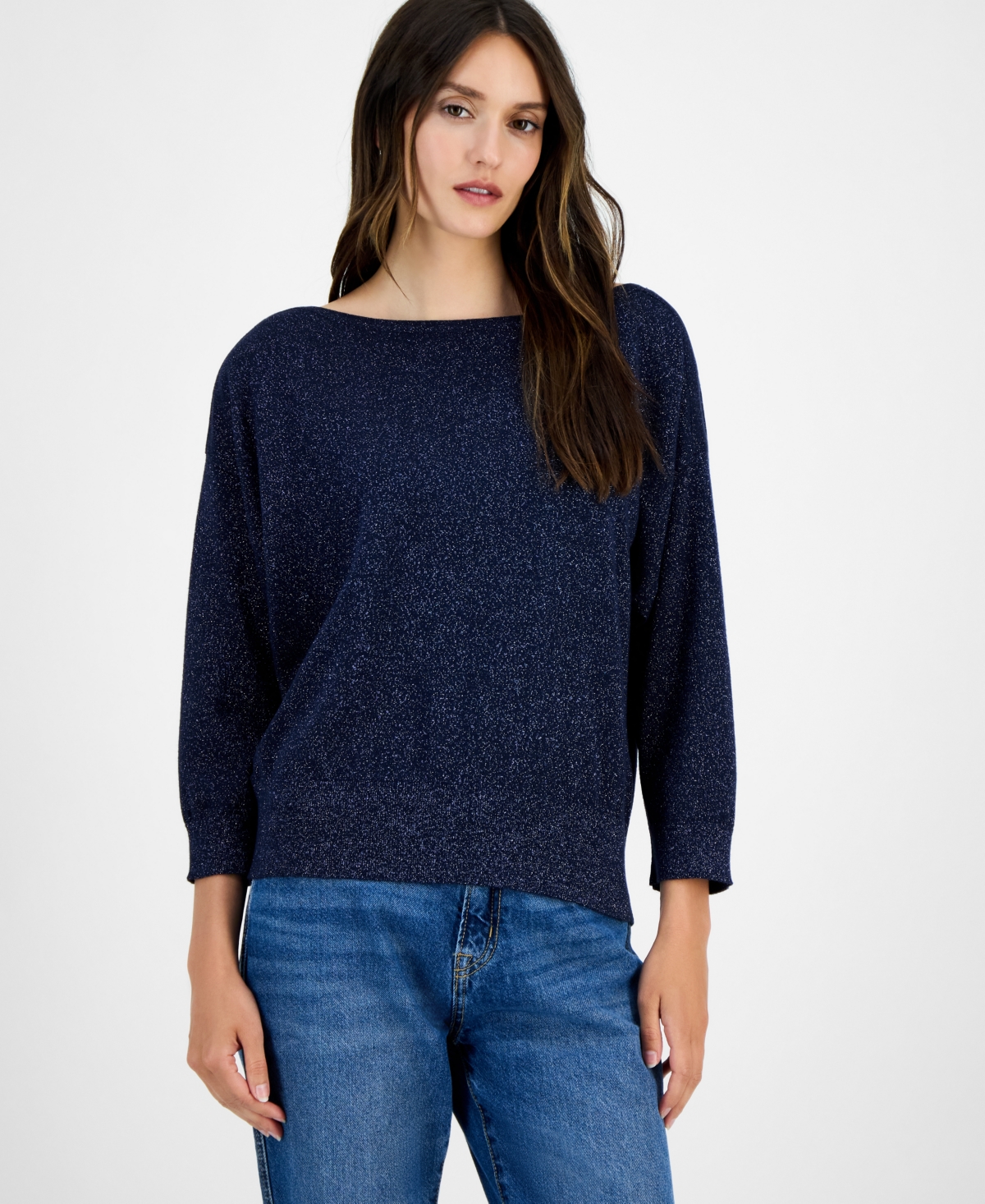 Click here for Nautica Jeans Womens Boat-Neck Dolman Shimmer Swea... prices