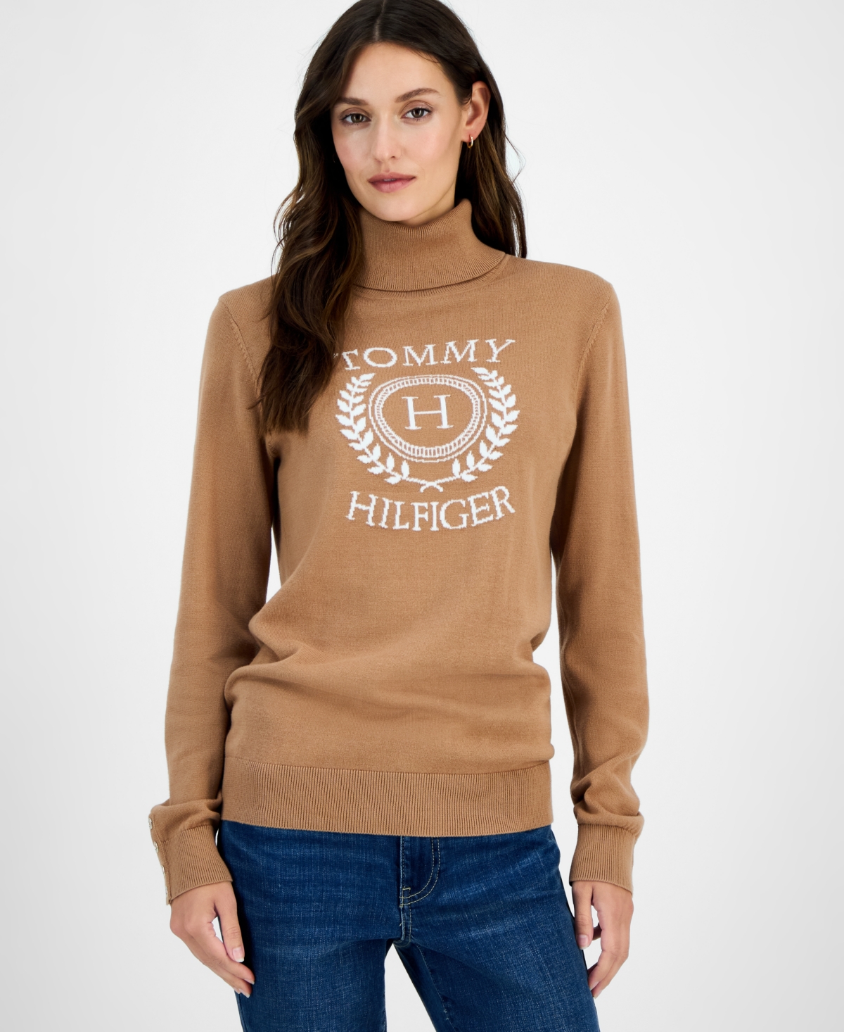 Click here for Tommy Hilfiger Womens Cotton Crest Turtleneck Swea... prices