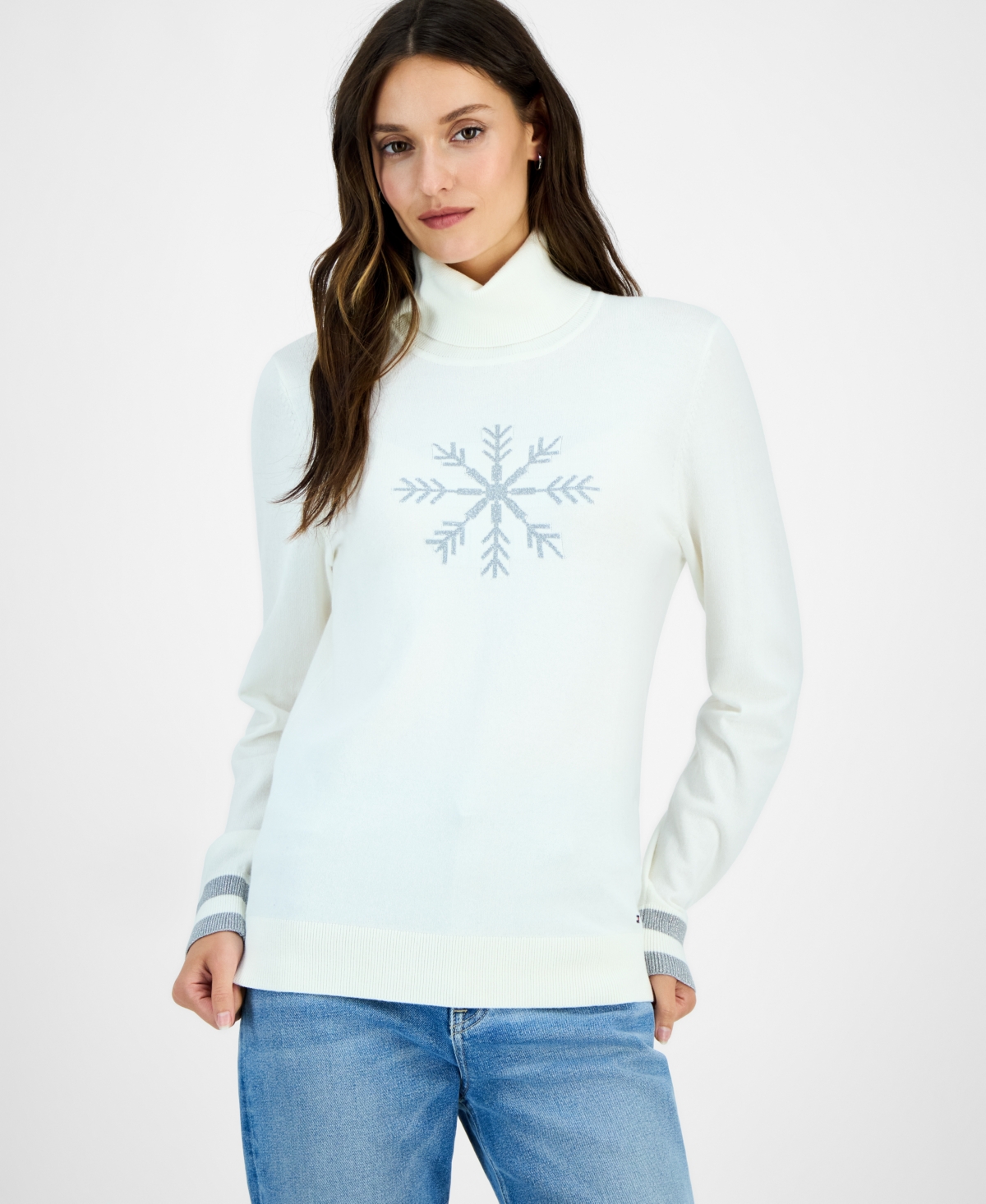 Click here for Tommy Hilfiger Womens Cotton Snowflake Turtleneck... prices