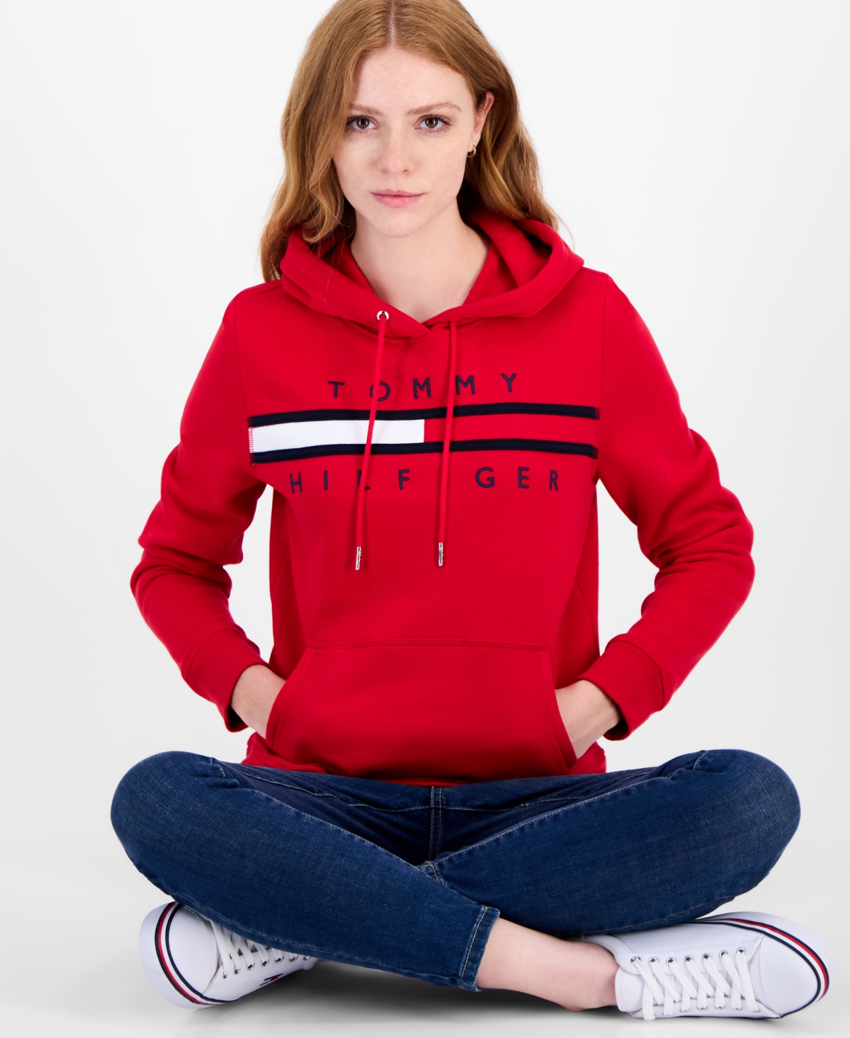Click here for Tommy Hilfiger Womens Embroidered Logo Hooded Swea... prices