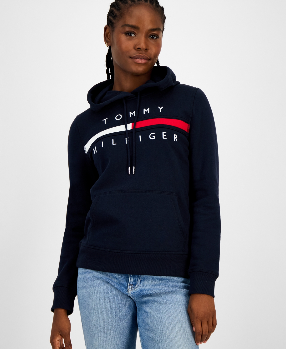 Click here for Tommy Hilfiger Womens Embroidered Logo Hooded Swea... prices