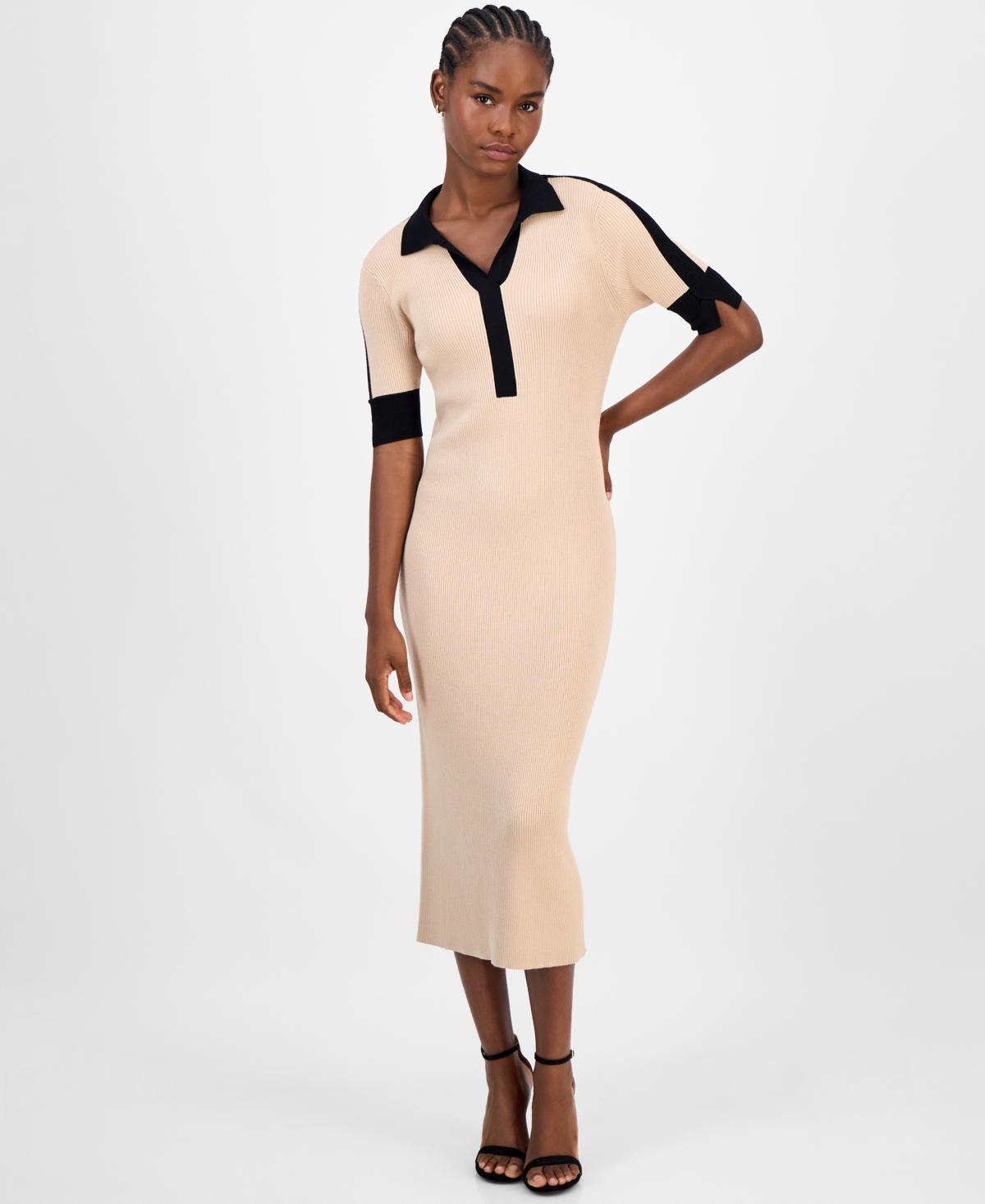 Click here for T Tahari Womens Contrast-Trim Bodycon Dress - Ston... prices
