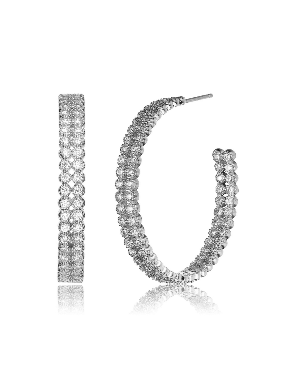 Click here for Genevive Sterling Silver White Gold Plating with C... prices