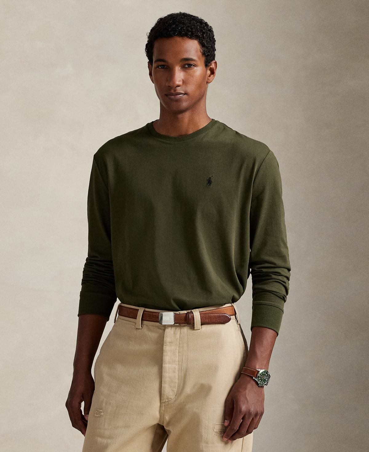 Click here for Polo Ralph Lauren Mens Classic-Fit Jersey Long-Sle... prices