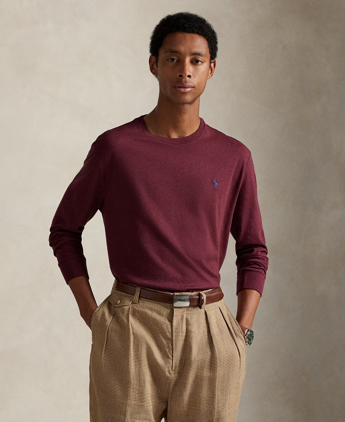 Click here for Polo Ralph Lauren Mens Classic-Fit Jersey Long-Sle... prices