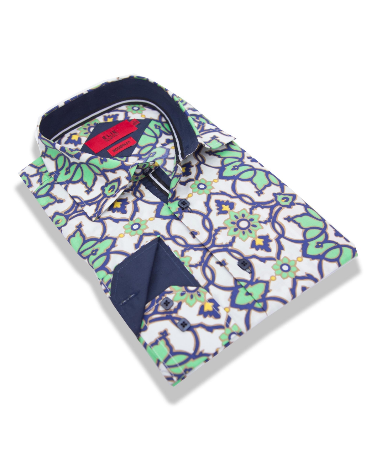 Click here for Elie Balleh Boys White Slim Fit Printed Button-Dow... prices