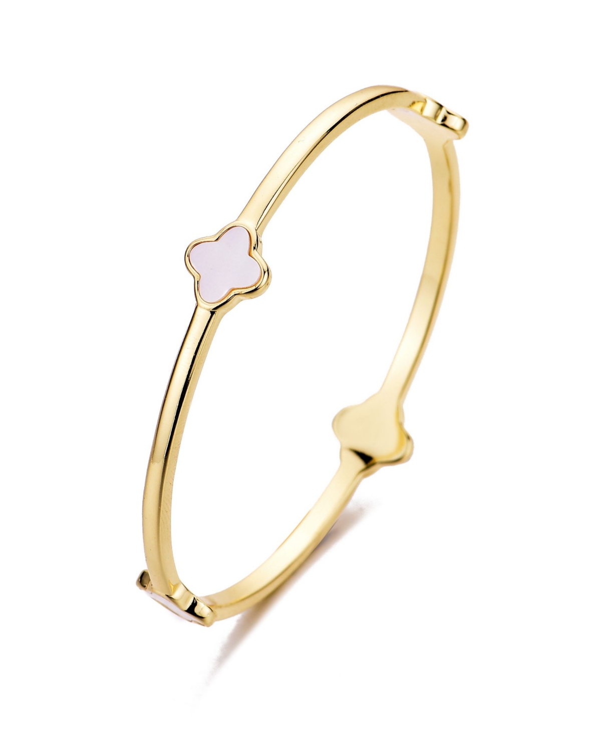 Click here for Adornia Gold Mother of Pearl Clover Bangle Bracele... prices