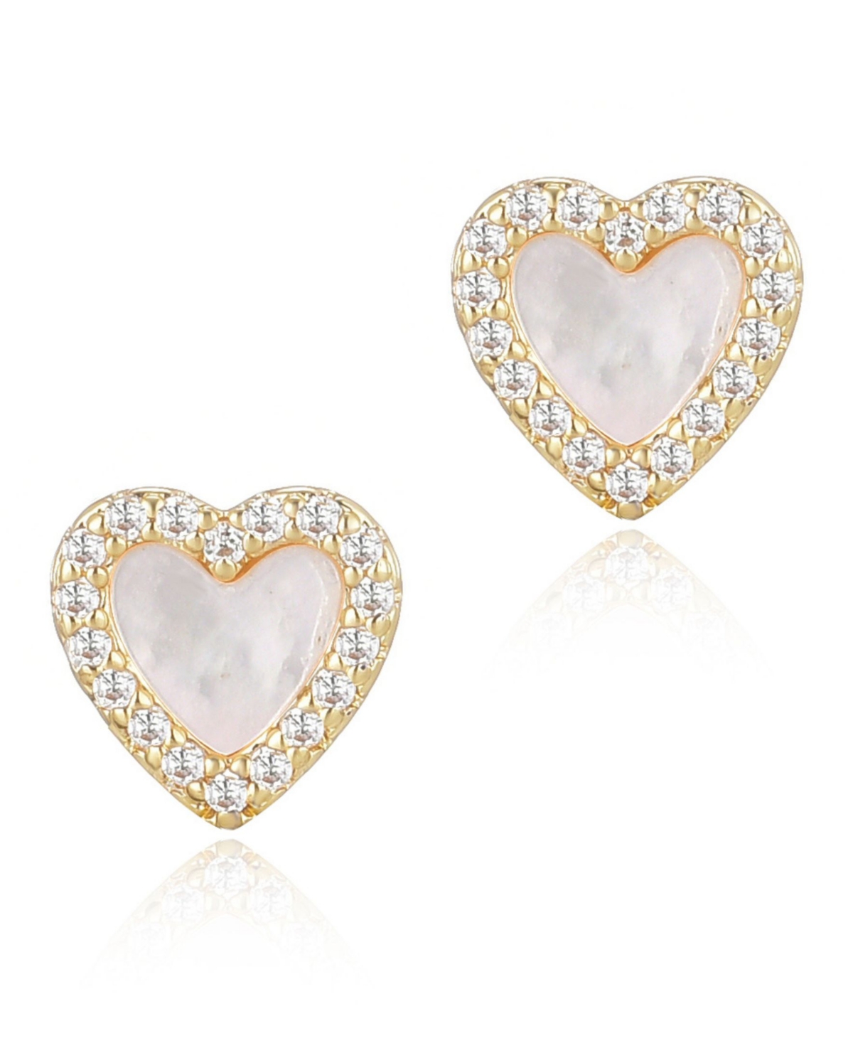 Click here for Adornia Gold Mother of Pearl Mini Halo Heart Stud... prices