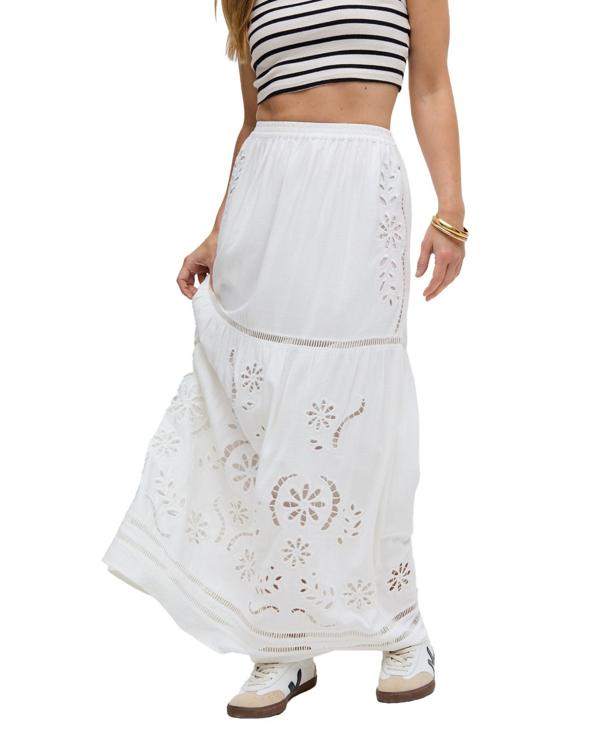 Click here for Raffya Womens Georgina Lace Paneled Maxi Skirt - W... prices