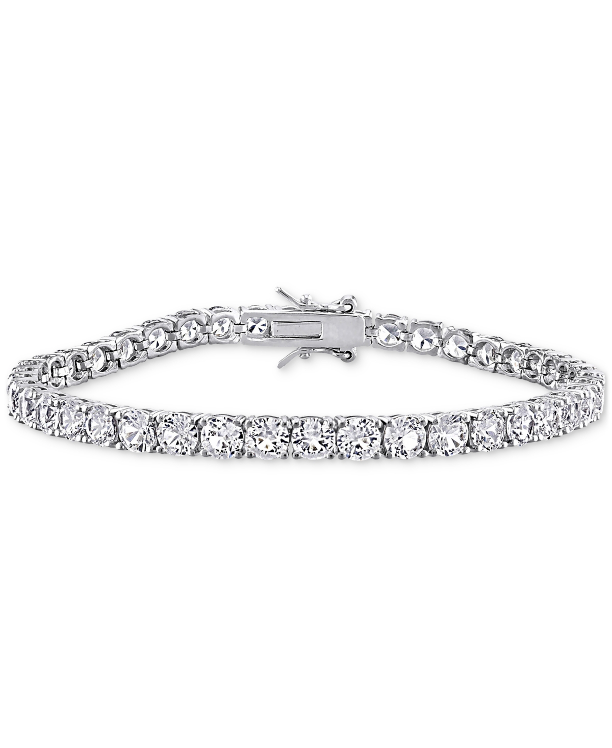 Click here for Lab Grown White Sapphire Tennis Bracelet ( 4-1/4 c... prices