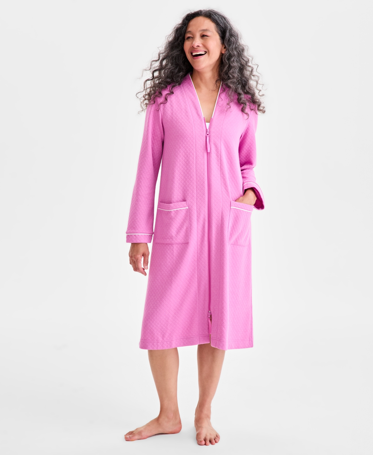 Click here for Charter Club Womens Quilt-Embossed Velour Zip-Fron... prices