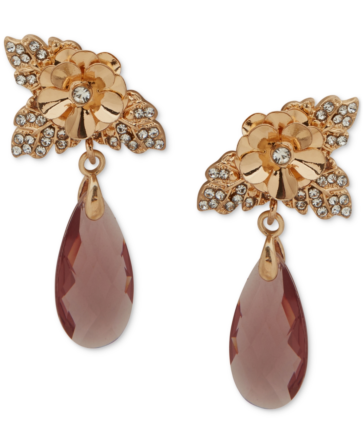 Click here for lonna & lilly Flower Stone Drop Earrings - Wine prices