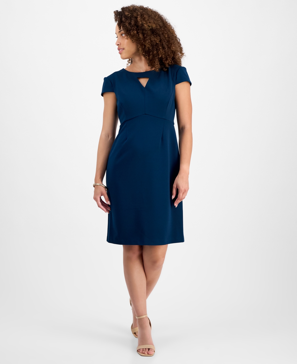 Click here for Connected Petite Keyhole-Neck Short-Sleeve Dress -... prices