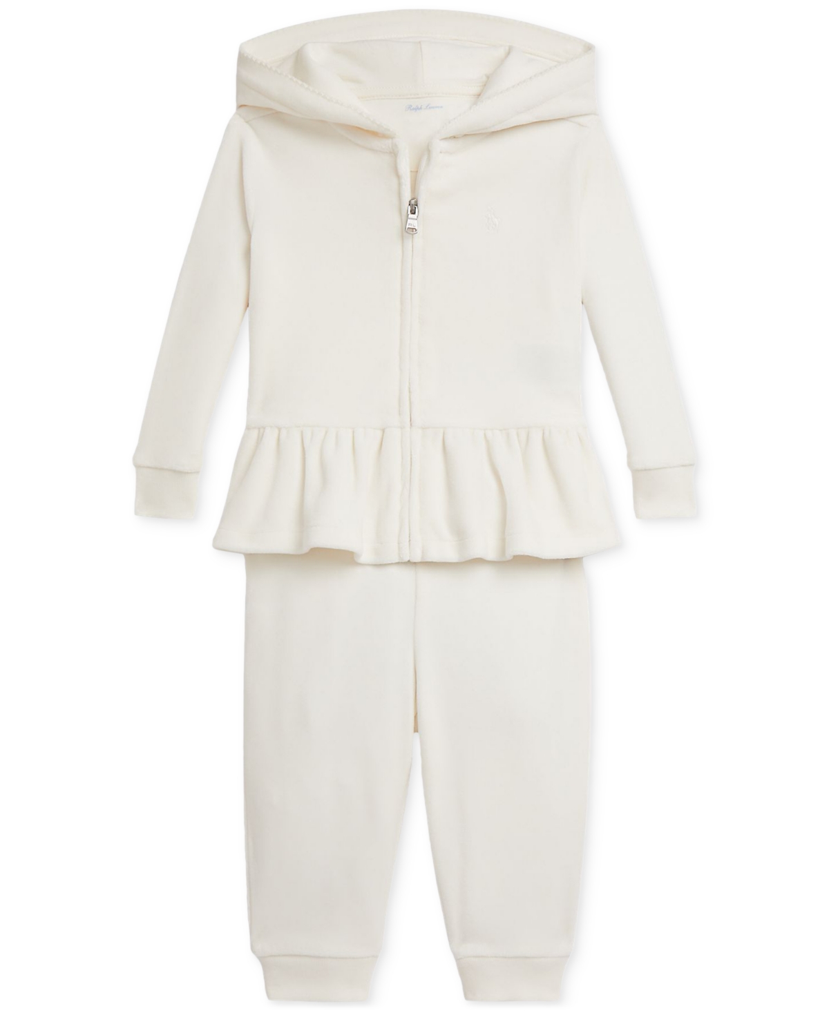 Polo Ralph Lauren Baby Girls Velour Hoodie & Jogger Pant Set - White
