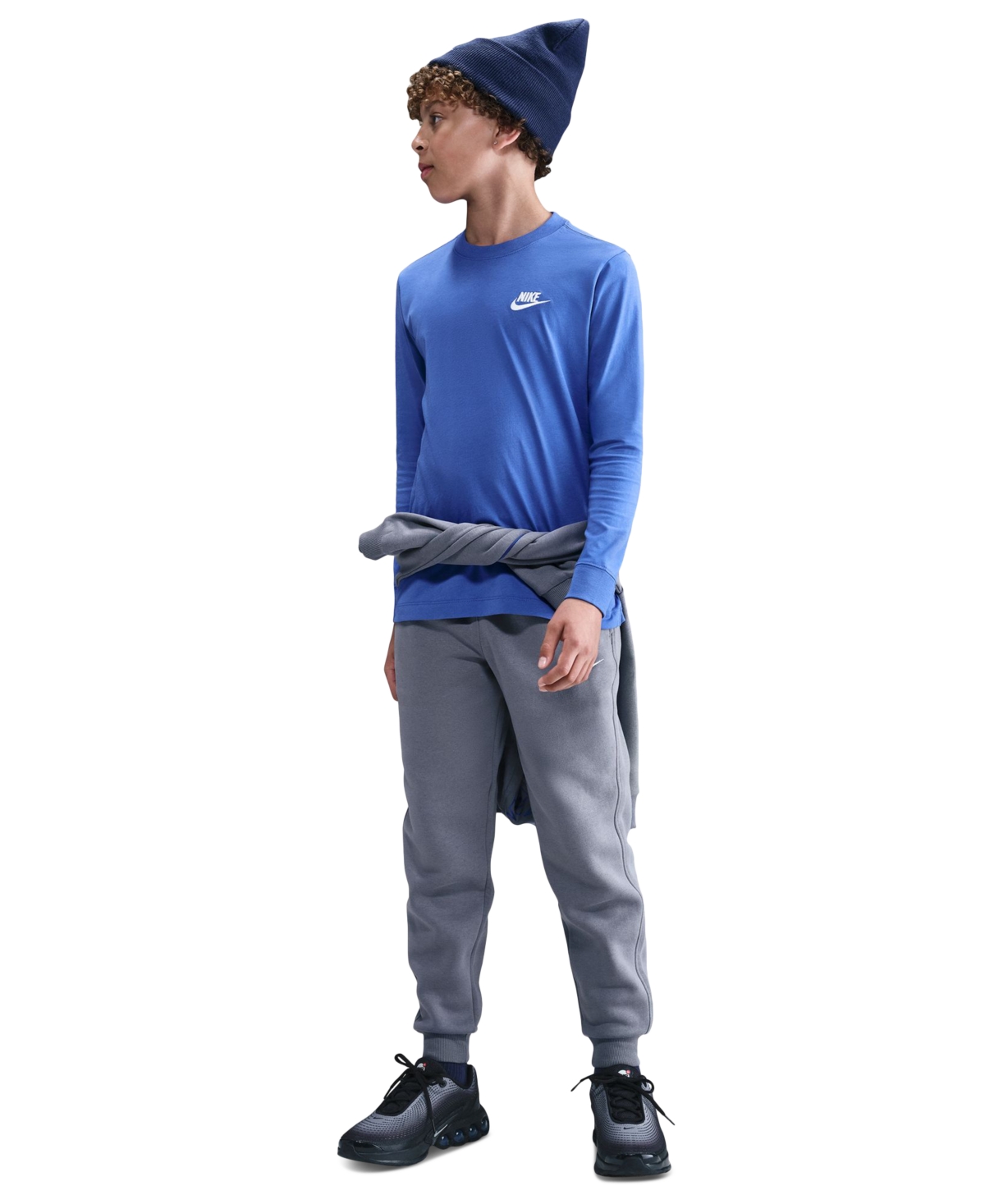 Click here for Nike Big Kids Sportswear Logo Embroidered Long-Sle... prices