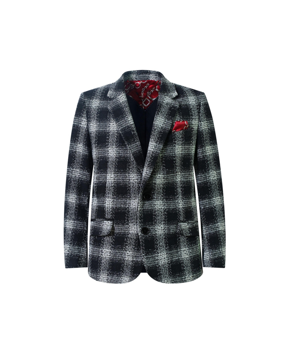 Click here for Elie Balleh Boys Black Slim Fit Checkered Blazer -... prices