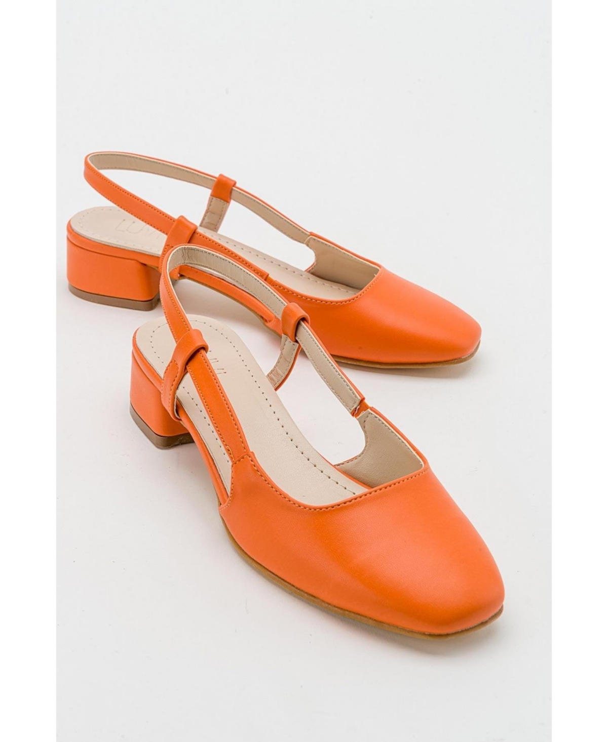Click here for Siena Block Heel Sandal (Women) - Orange faux leat... prices