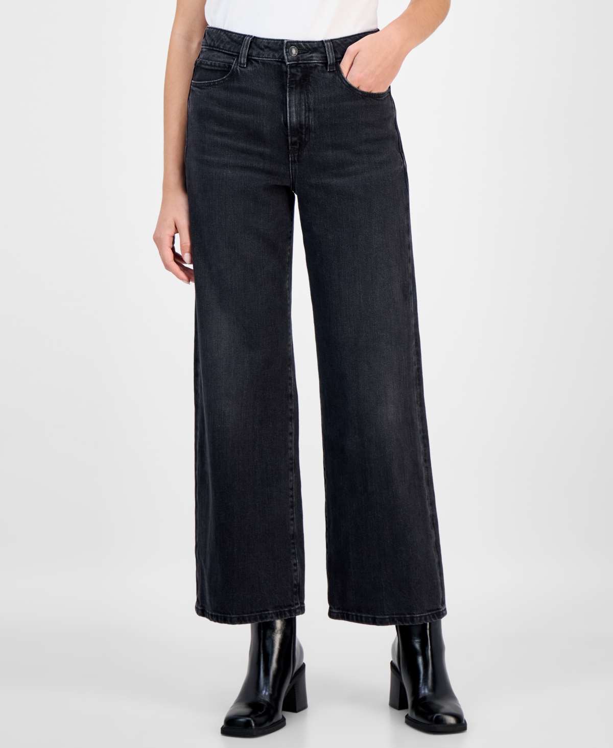 Click here for Guess Womens High-Rise Wide-Leg Ankle-Length Jeans... prices