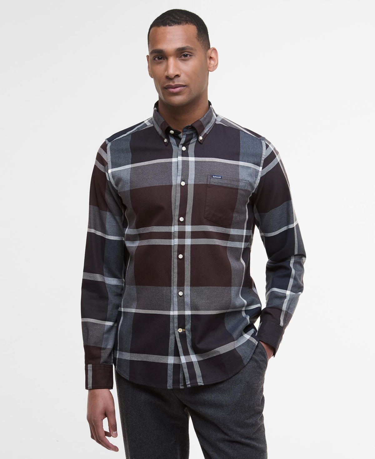 Click here for Barbour Mens Dunoon Tailored-Fit Tartan Button-Dow... prices