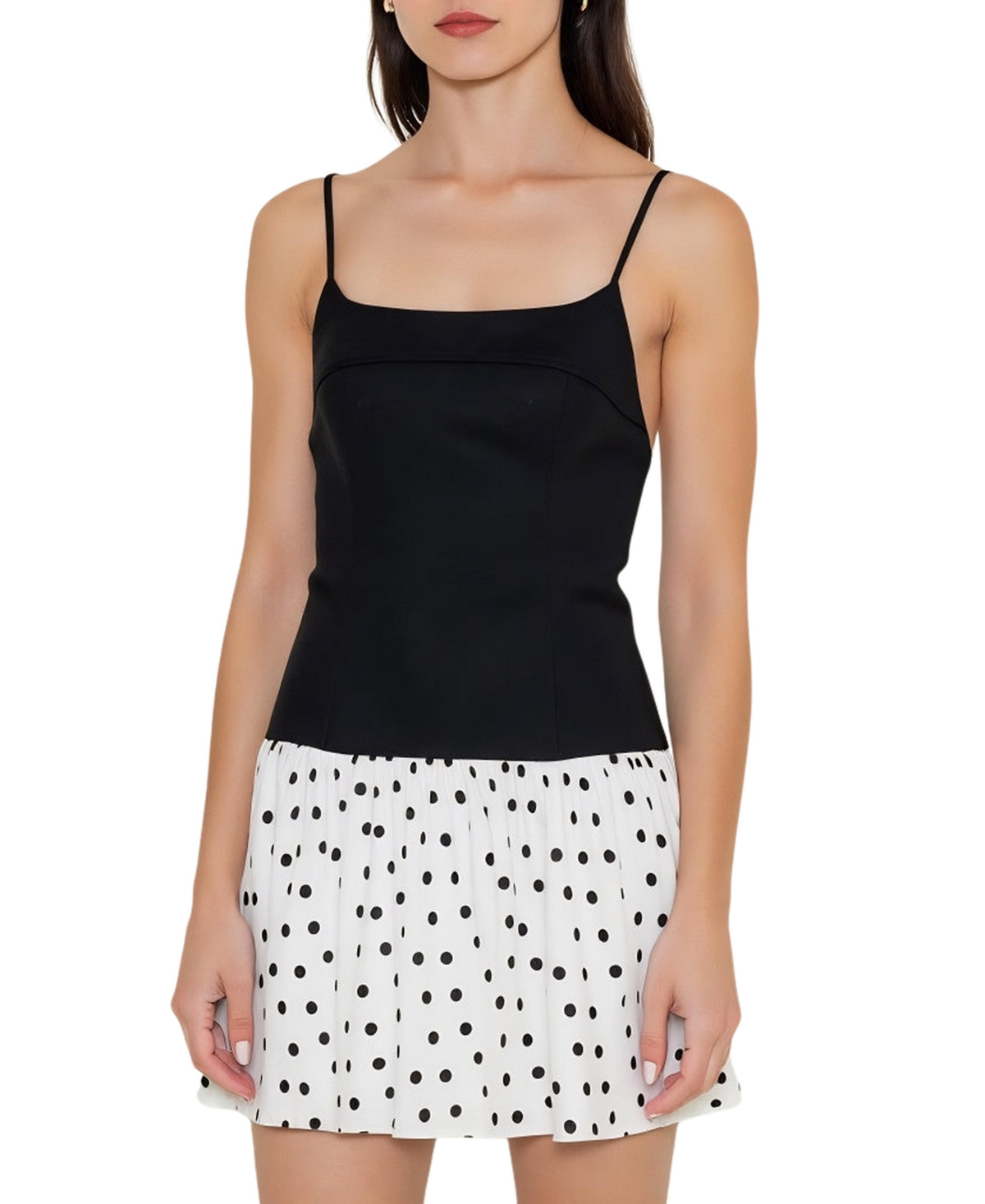 Click here for Modenaire Womens Spaghetti Strap Polka Dot Pleated... prices