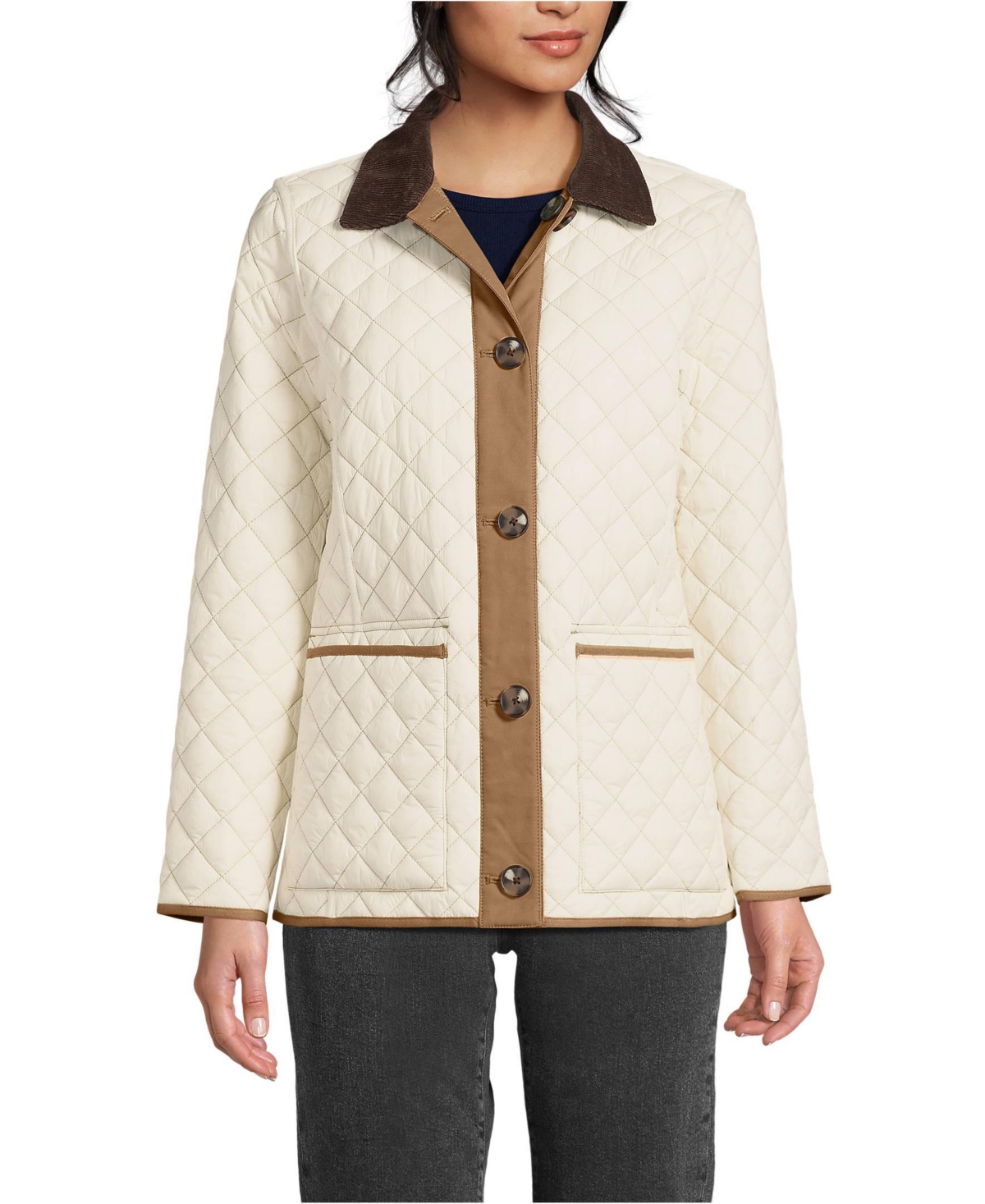Click here for Lands End Womens Petite Reversible Barn Quilted In... prices