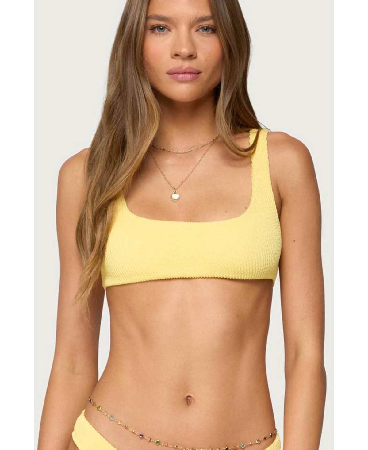 Click here for Edikted Womens Oasis Scrunch Bikini Top - Yellow prices