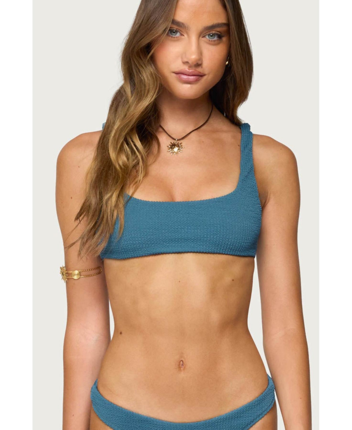 Click here for Edikted Womens Oasis Scrunch Bikini Top - Blue prices