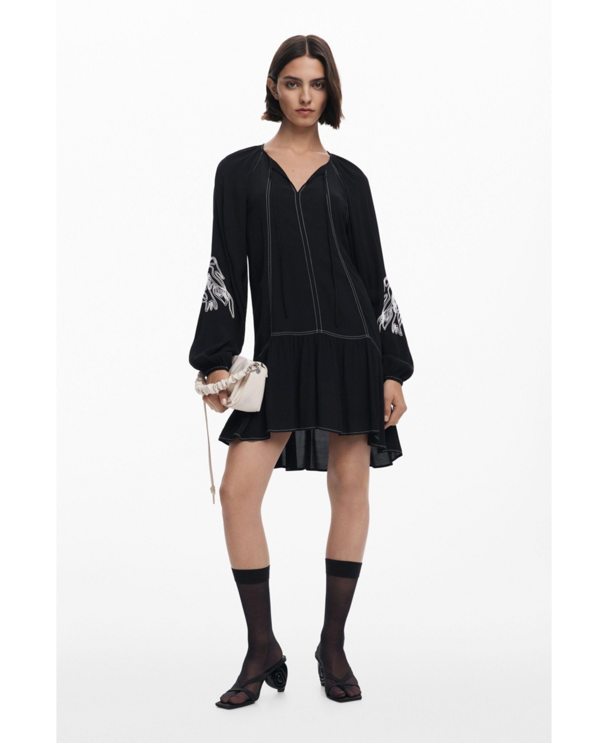 Click here for Desigual Womens Embroidered Boho dress - Black prices