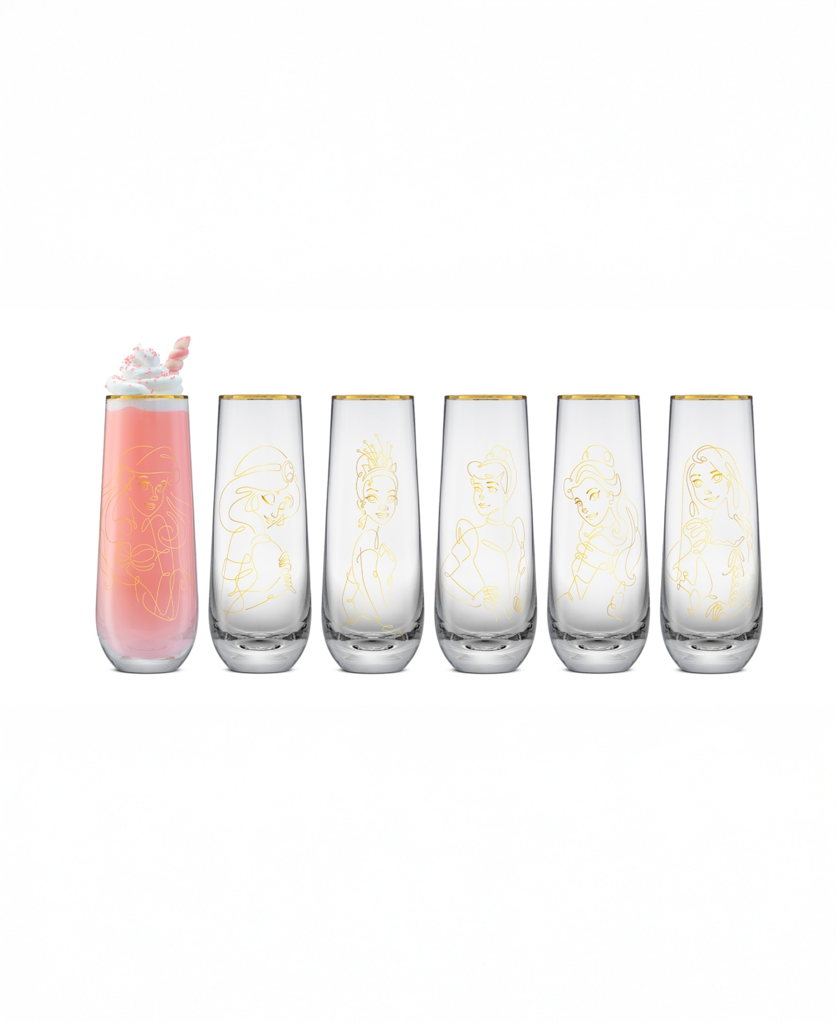 Click here for JoyJolt Princess Sketch Art Stemless Flute Glasses... prices