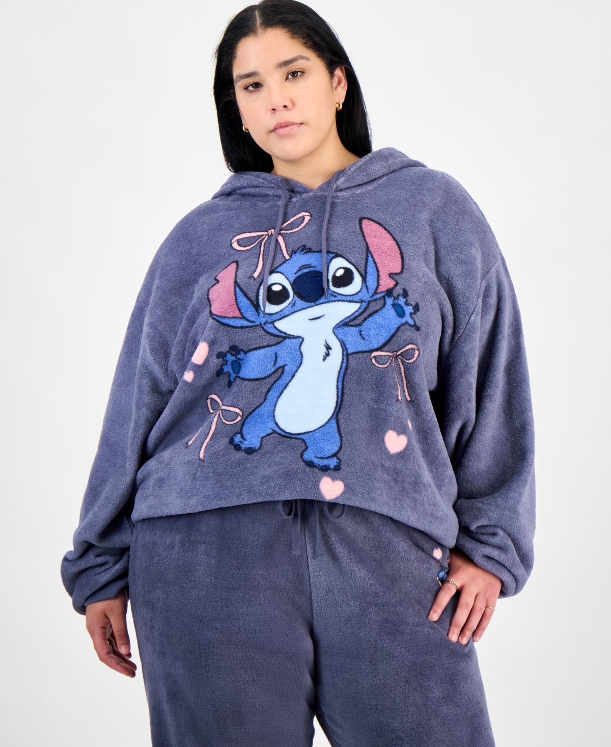 Click here for Disney Trendy Plus Size Stitch Fleece Pullover Hoo... prices