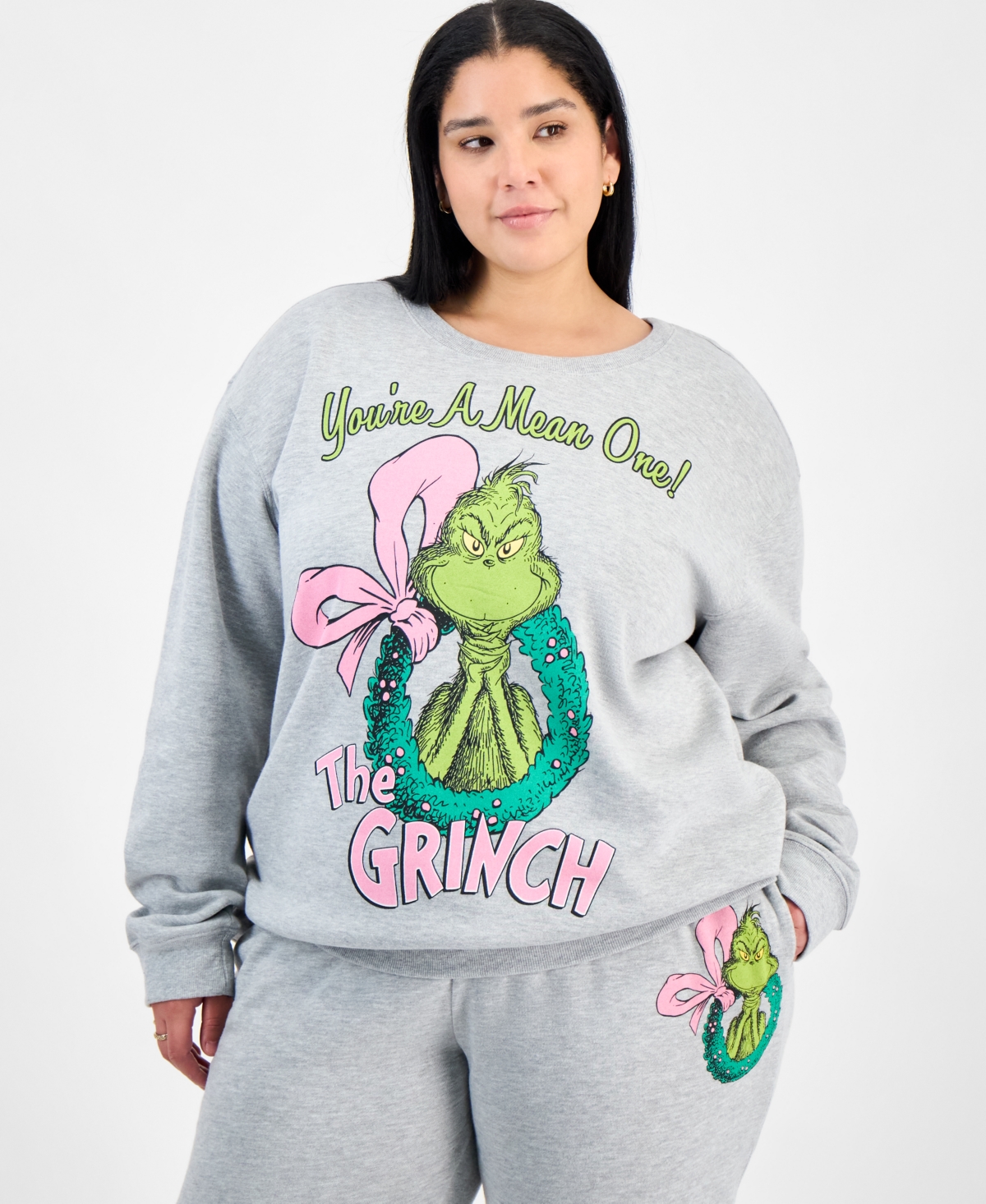 Click here for Love Tribe Trendy Plus Size Grinch Wreath Graphic... prices