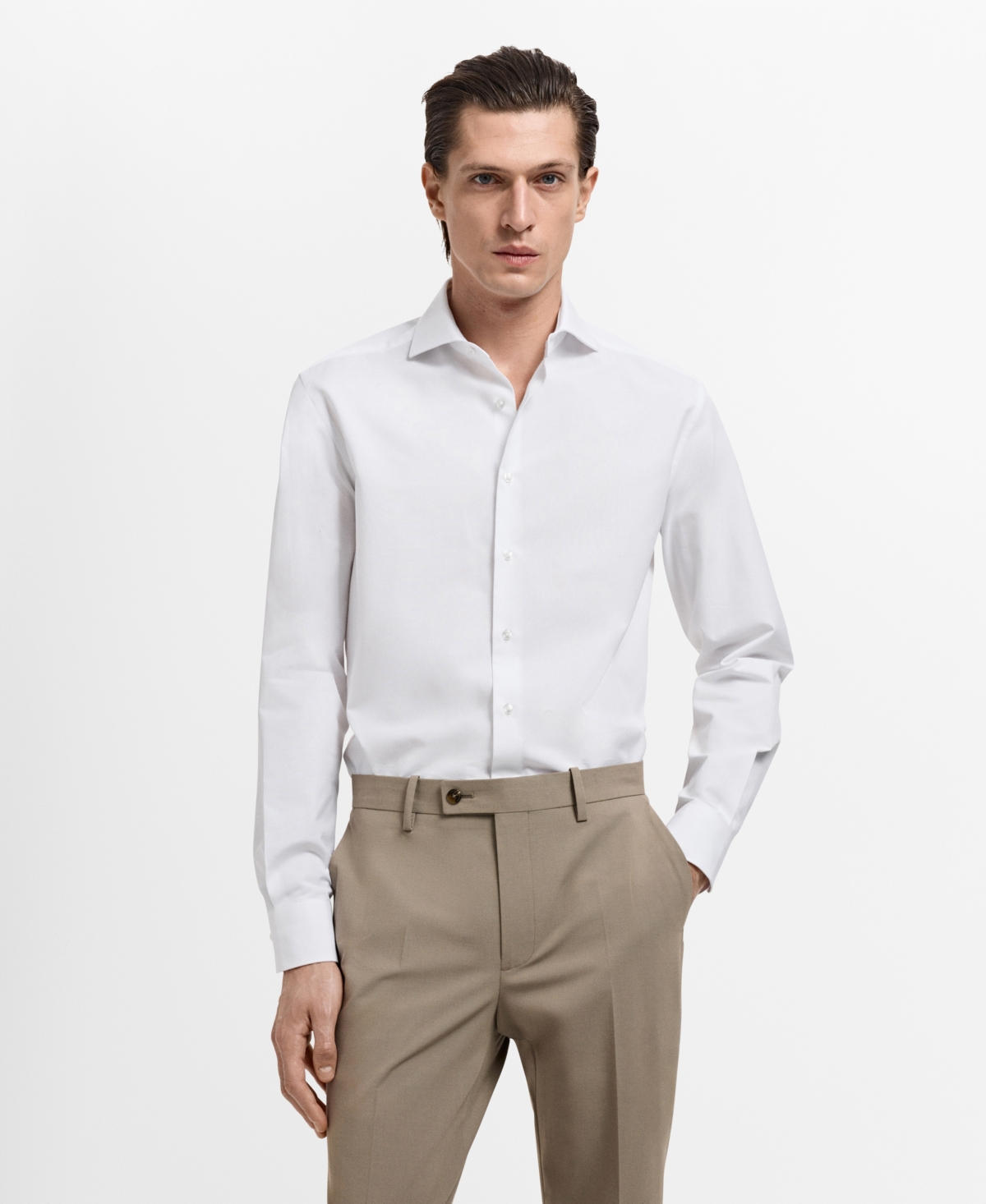 Click here for Mango Mens Cotton Dress Shirt - White prices
