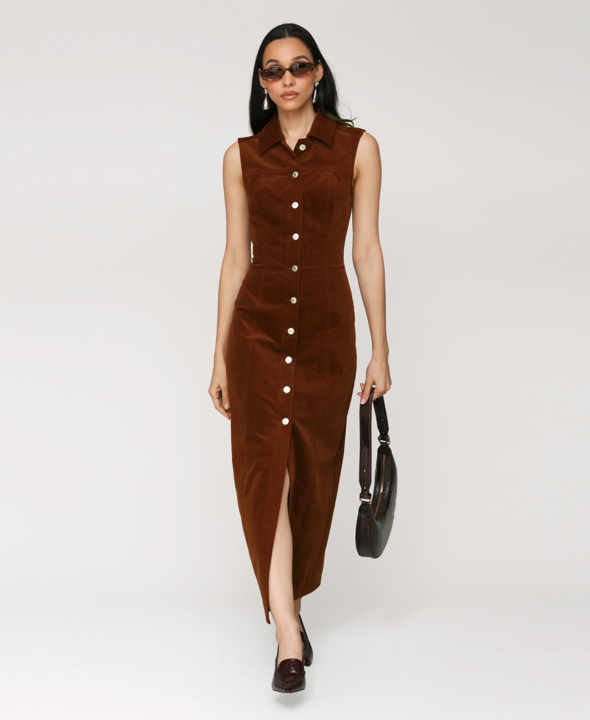 Click here for Avec Les Filles Womens Corduroy Sleeveless Maxi Dr... prices