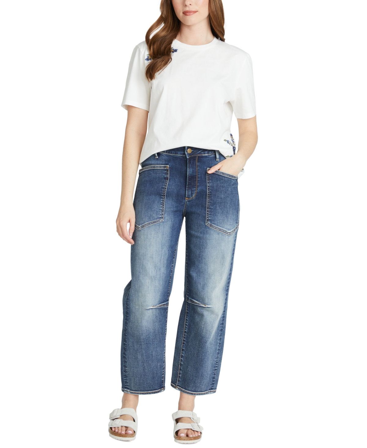 Click here for Driftwood Womens Barbara X Trinity Barrel-Leg Jean... prices